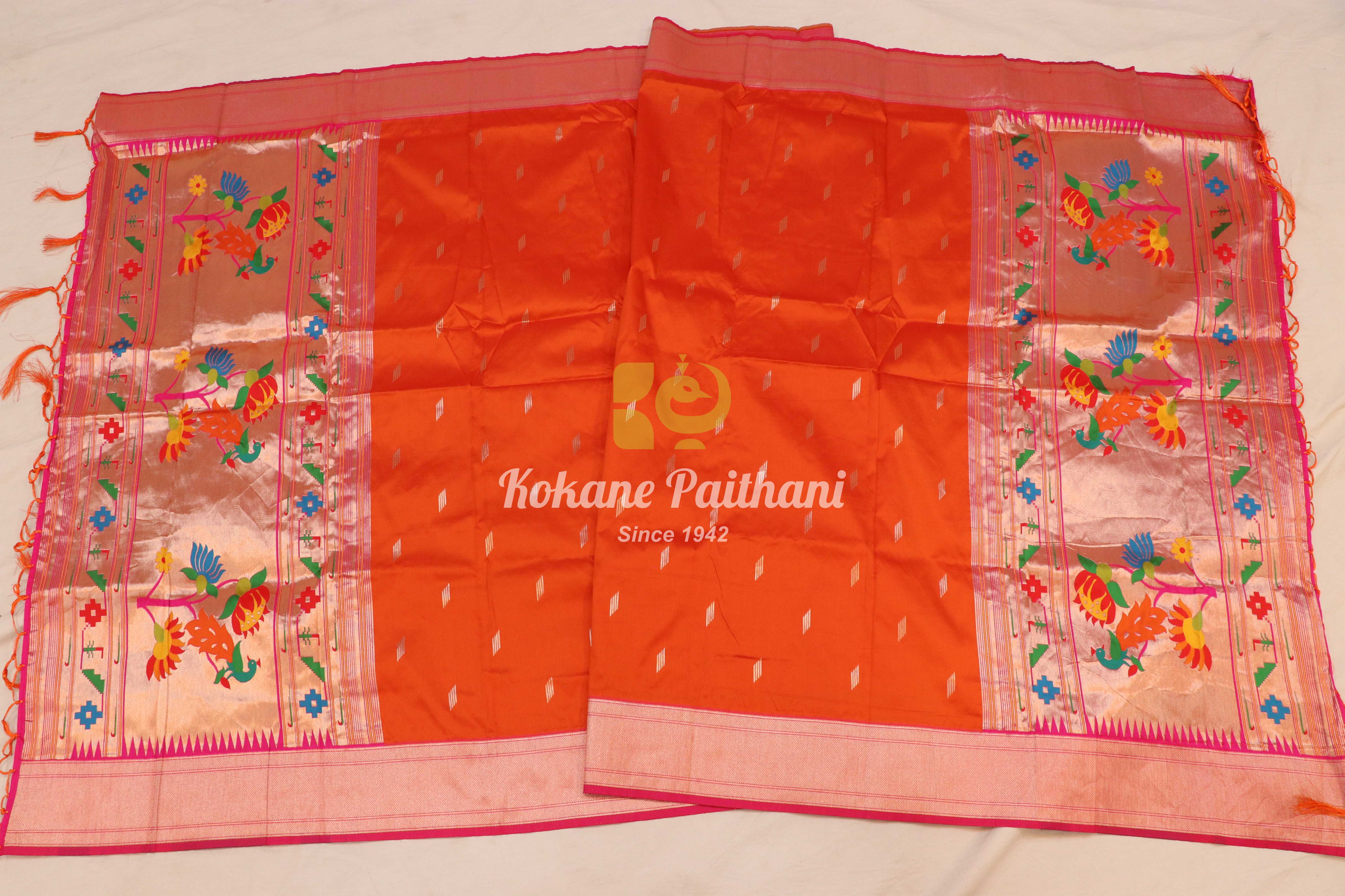 Peacock Lotus Paithani Dupatta – Kokane Paithani and Sons