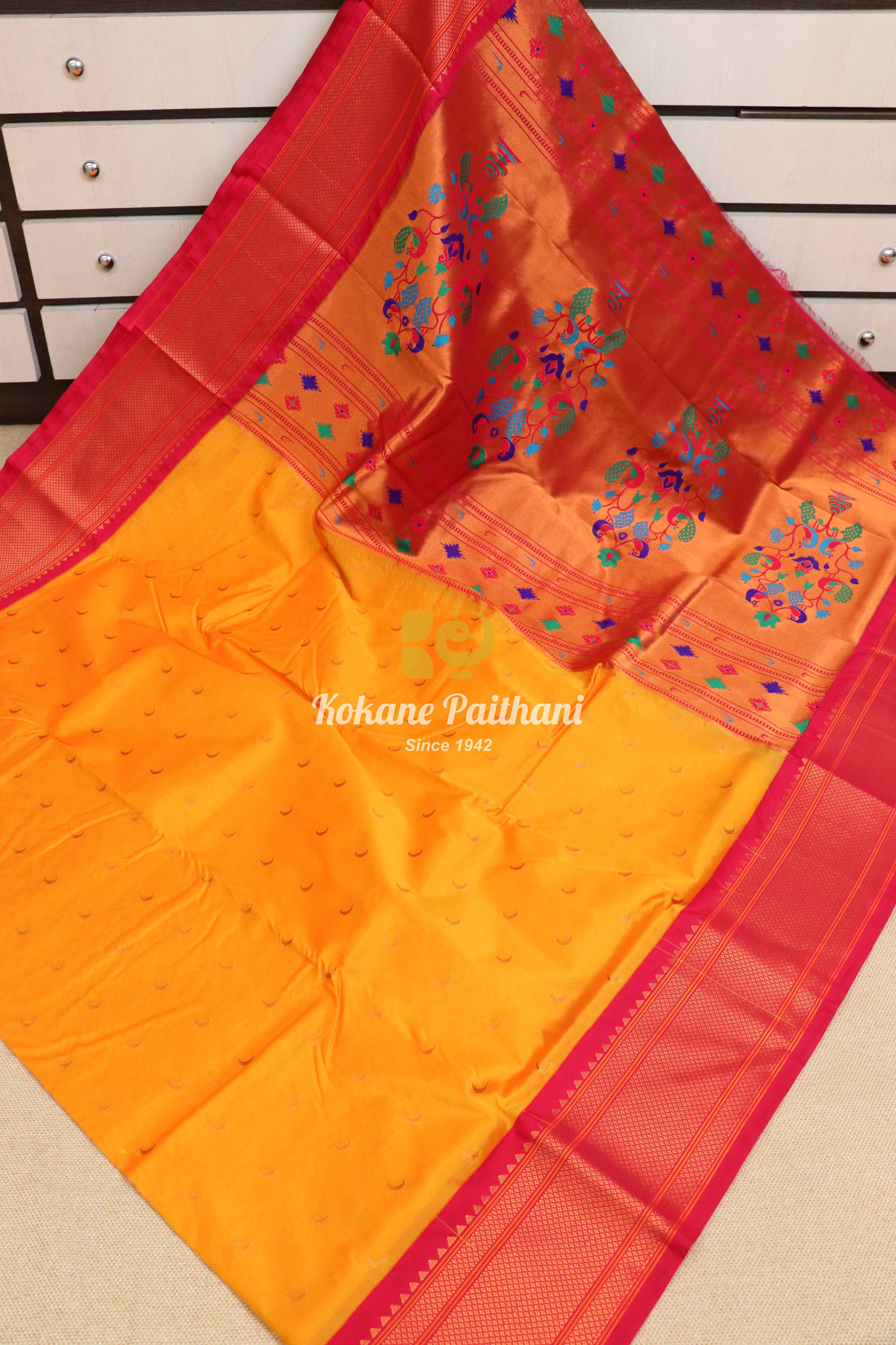 Kadiyal Chandrakala Fancy Pallu Paithani – Kokane Paithani and Sons