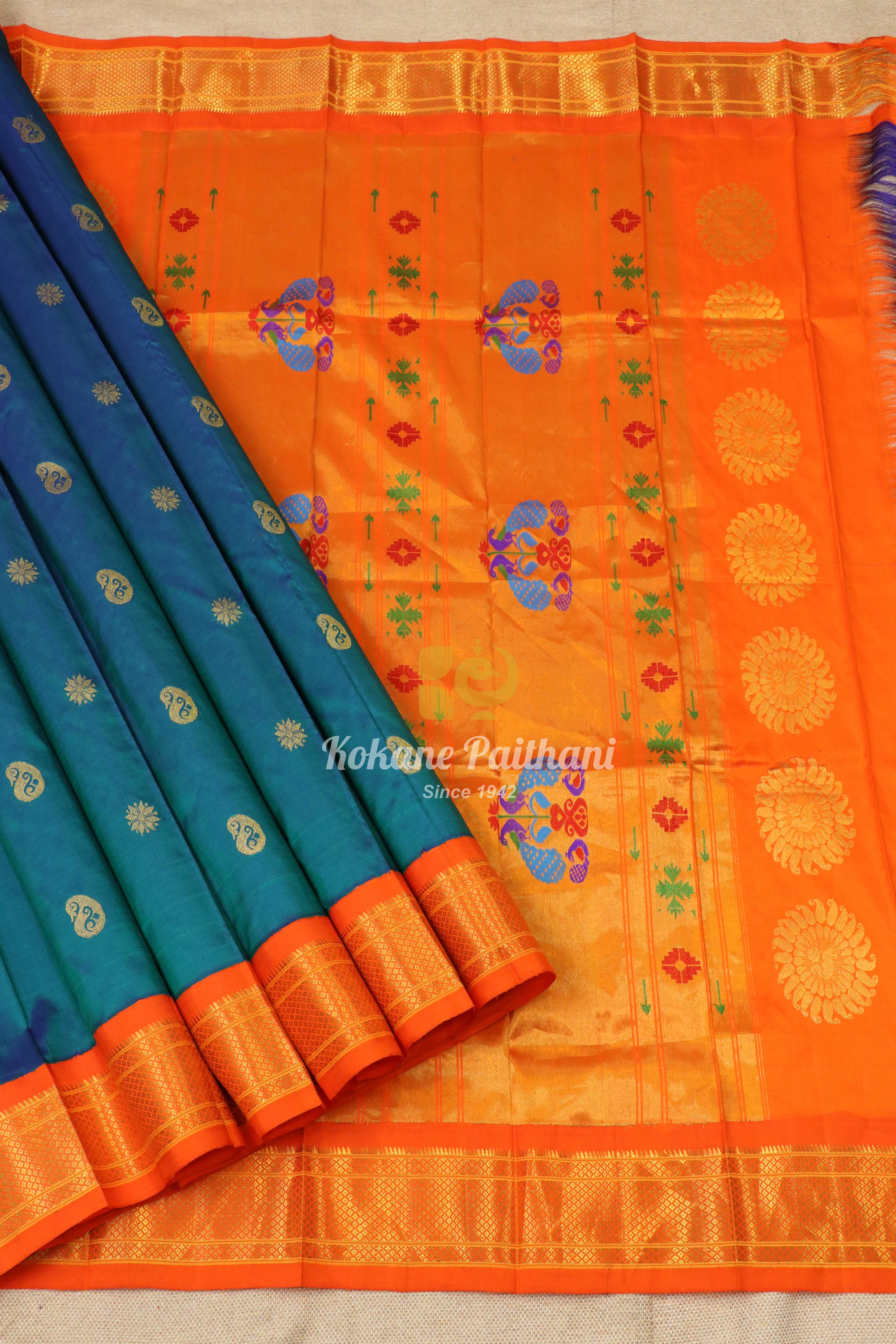Maharani Pallu Silk Paithani Saree – Kokane Paithani and Sons